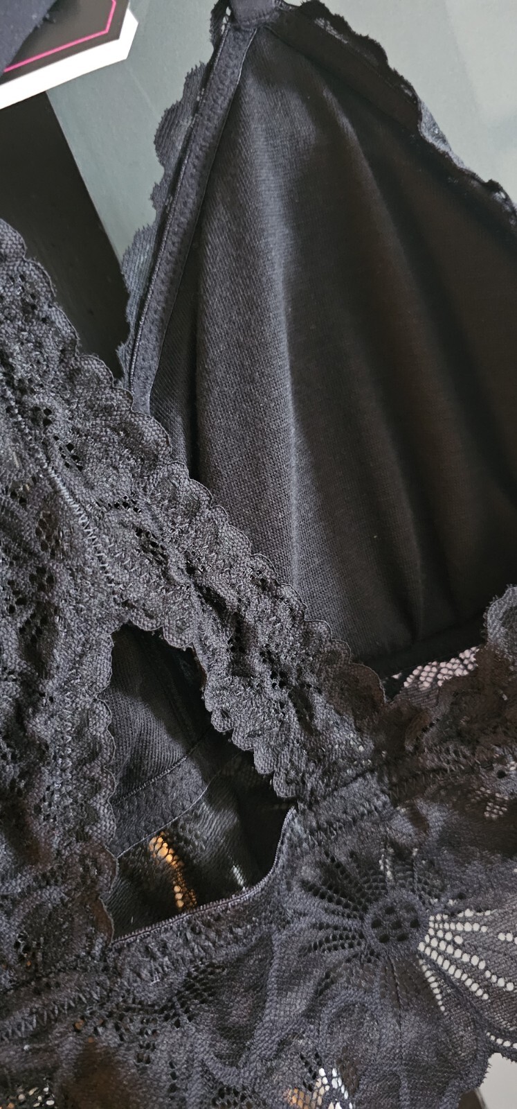 Black Lace Racerback Adjustable Straps Bralette Wireless Nwt XL | eBay