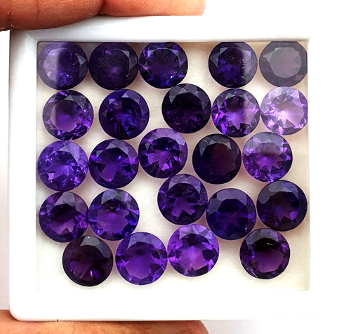 Natural Good Quality Amethyst Round Cut Loose Gemstone Lot 39 Pcs 10 MM ...