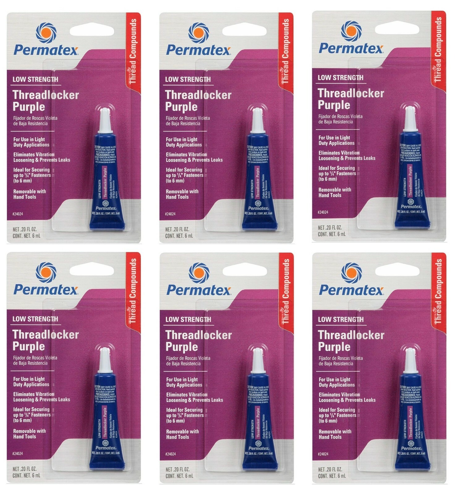 Permatex Low Strength Threadlocker Purple 0.20 fl. oz. Tube (6 ml) Set ...