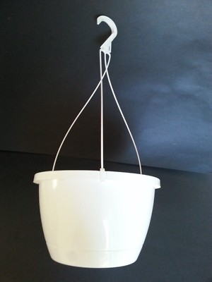 SET of 10 - 10" TRADITIONAL White Plastic Hanging Baskets pots Flower ...