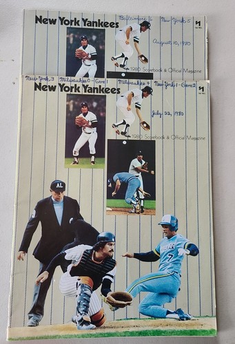 2 1980 New York Yankees Official Scorebooks w/ Ticket Stubs (both ...