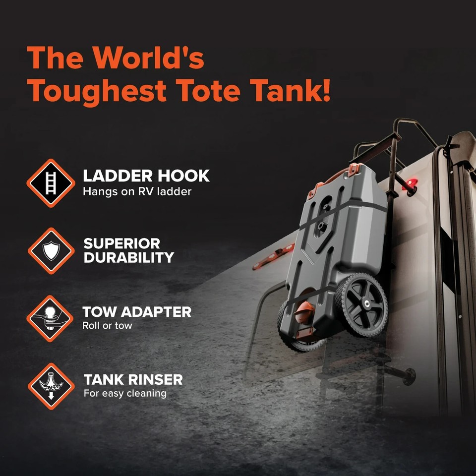 Camco Rhino 21-Gallon Portable RV Tote Tank - Multicolor, High Density ...