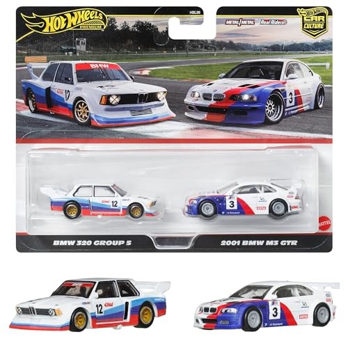 Hot Wheels Premium 2-Pack BMW 320 Group 5/2001 BMW M3 GTR Vehicle Toy ...