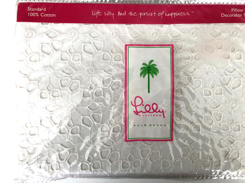 LILLY PULITZER ~ WHITE SHAM standard ~ crisp white CUT WORK ~ NIP | eBay