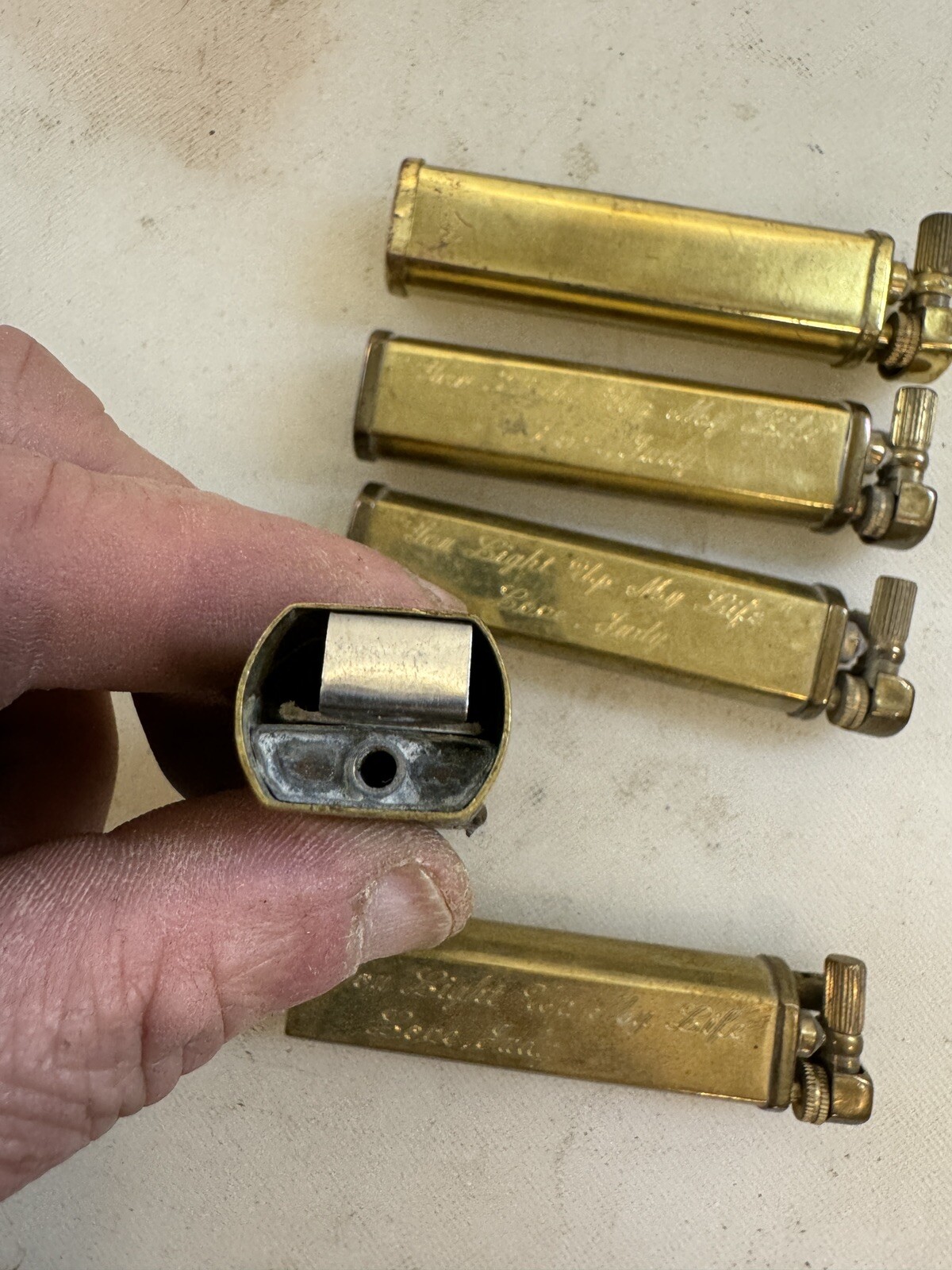 Vtg.Lot Of 5 Casablanca Brass Cigarette Lighter W Hidden Compartment ...