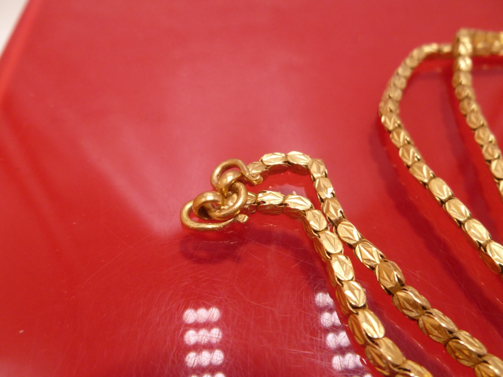 21k Plus Yellow Solid Gold Snake Box Chain Necklace 24" Long 16.4 Grams ...