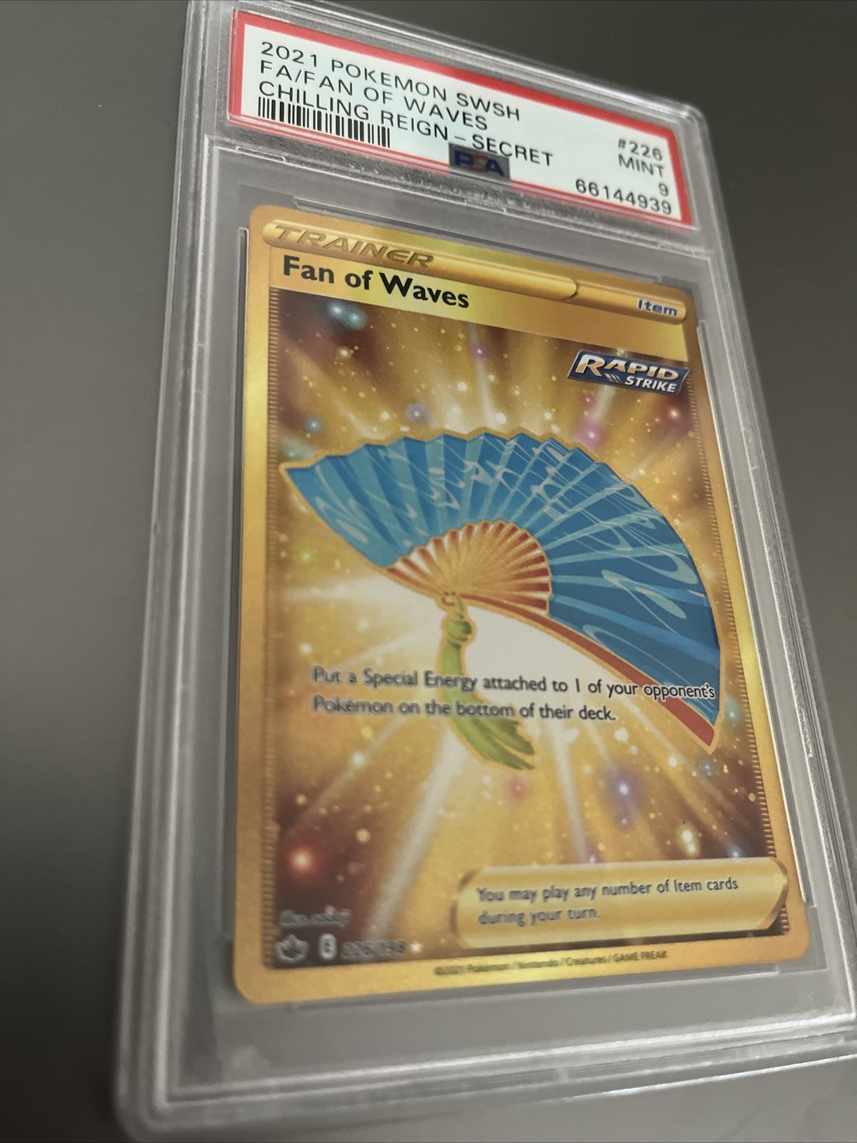 2021 Pokemon SWSH Chilling Reign Fan of Waves Gold Trainer 226/198 PSA ...