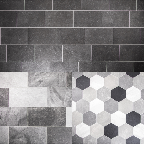 Tile Effect Vinyl Flooring Lino Roll 2m & 4m Width Cushioned Tile Look ...