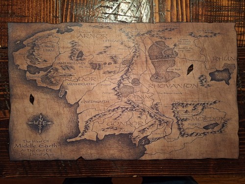 Middle Earth Map CANVAS ART PRINT Lord of the Rings, Hobbit! WEATHERED ...