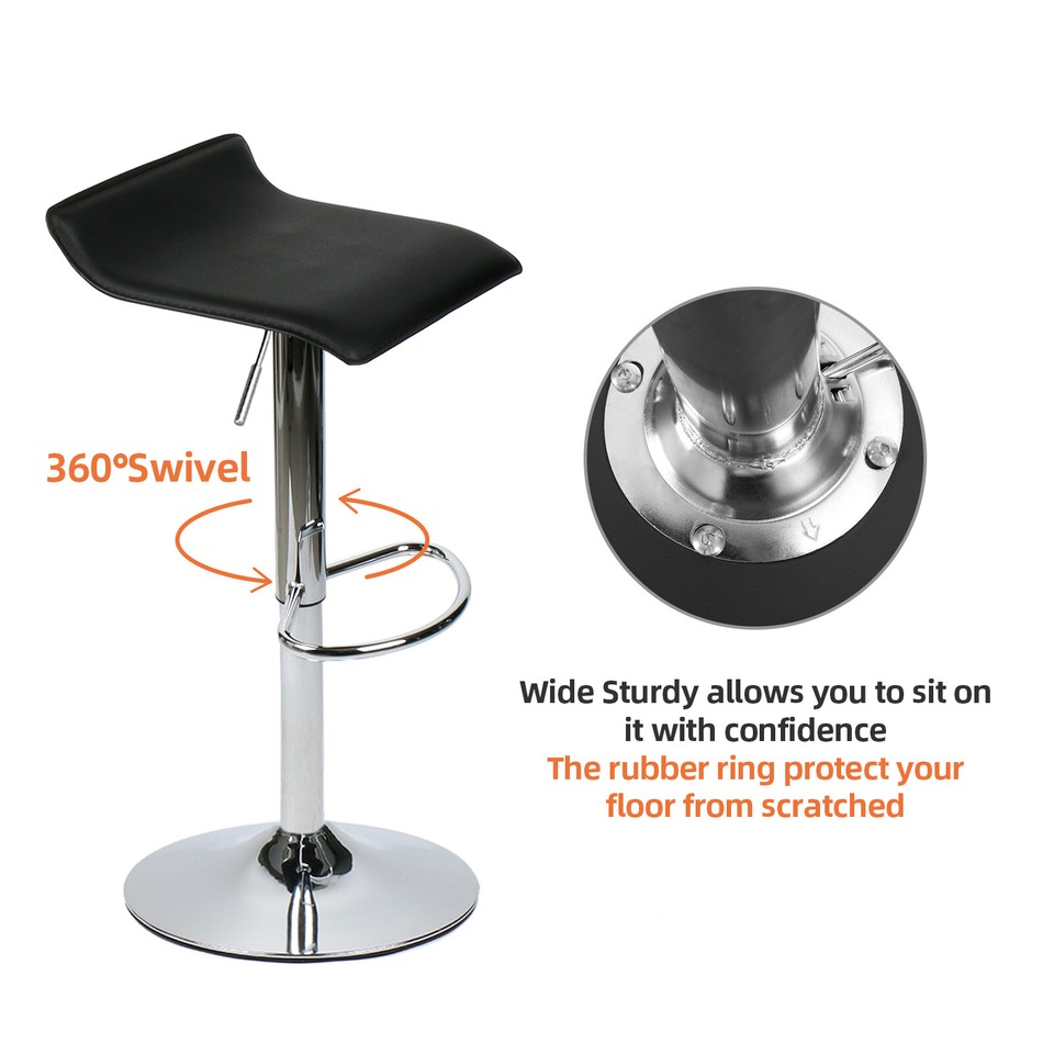 Set of 4 Bar Stools Height Adjustable Swivel Dining Chair Large Base ...