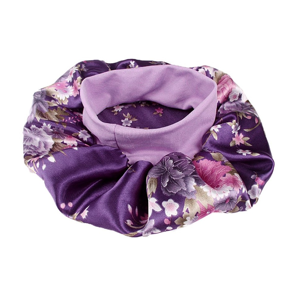 Floral Prints Wide Side Satin Sleeping Hair Loss Caps Chemotherapy Hats ...