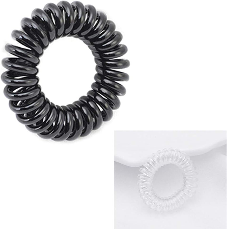 10 Hair Bobbles Spiral Coil Elastic Tie Wired Bands Stretchy Plastic ...