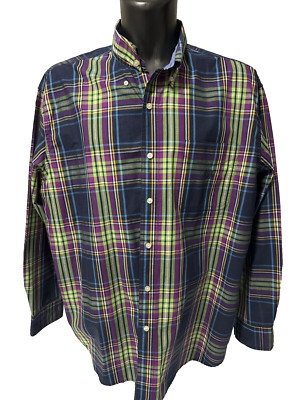Chaps Mens Multi Button Down Collared Long Sleeve Easy Care Shirt Sz ...