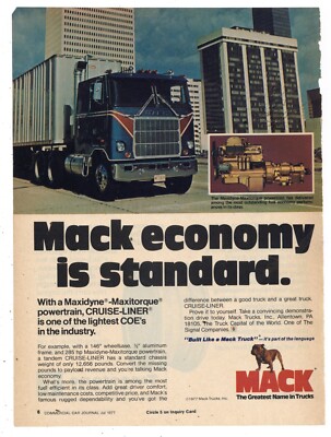1977 Mack Trucks Ad: COE Cruise Liner w/ Maxidyne & Maxitorque ...
