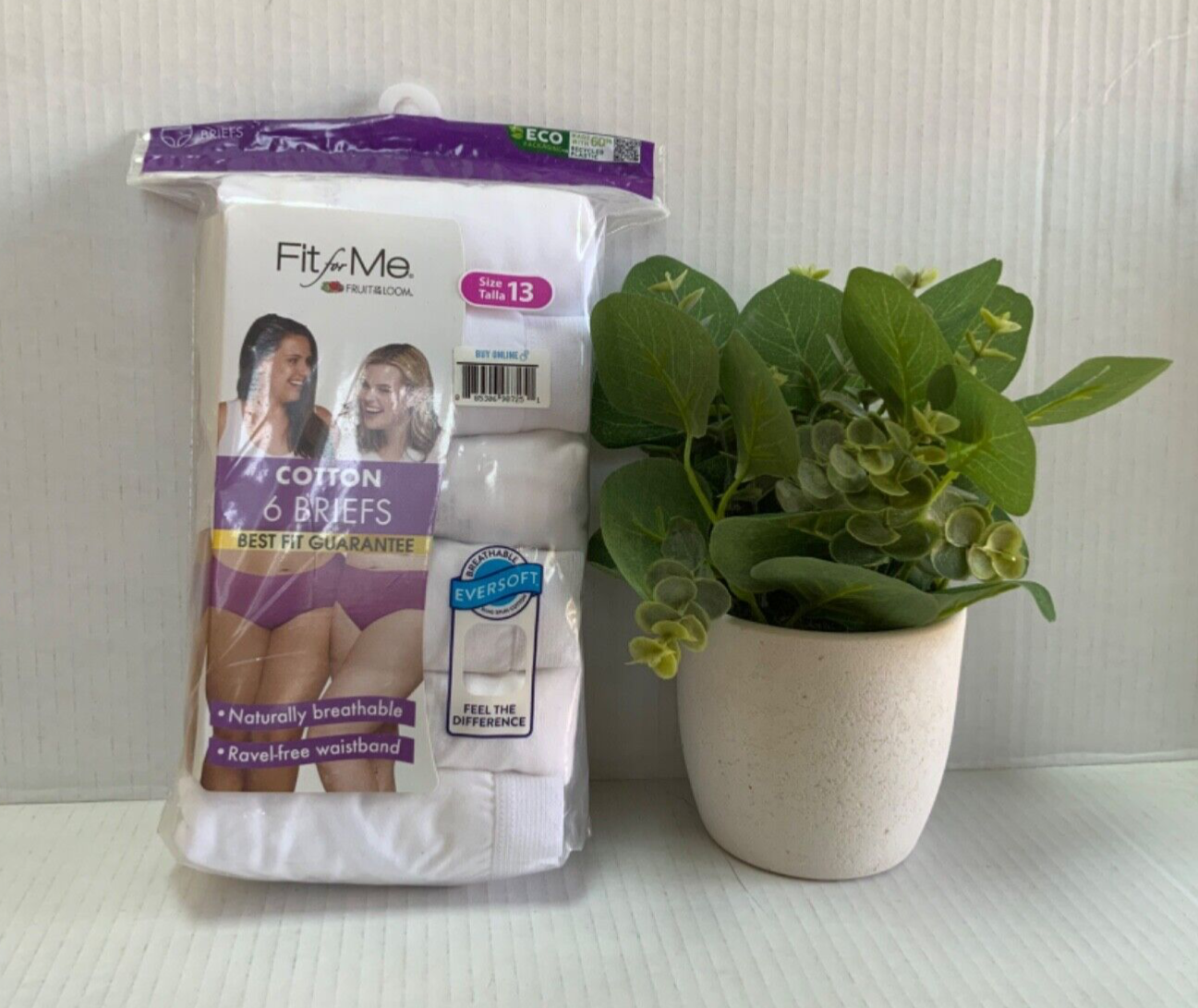 Fruit Of The Loom Fit For Me Plus Size Women White Cotton Briefs 6 Pack ...