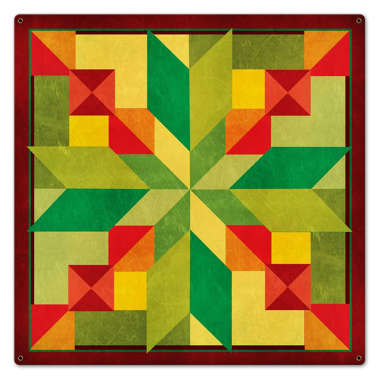 Amish Barn Quilt Art Sign, Stepping Stones - Colorful, Square Metal Sign