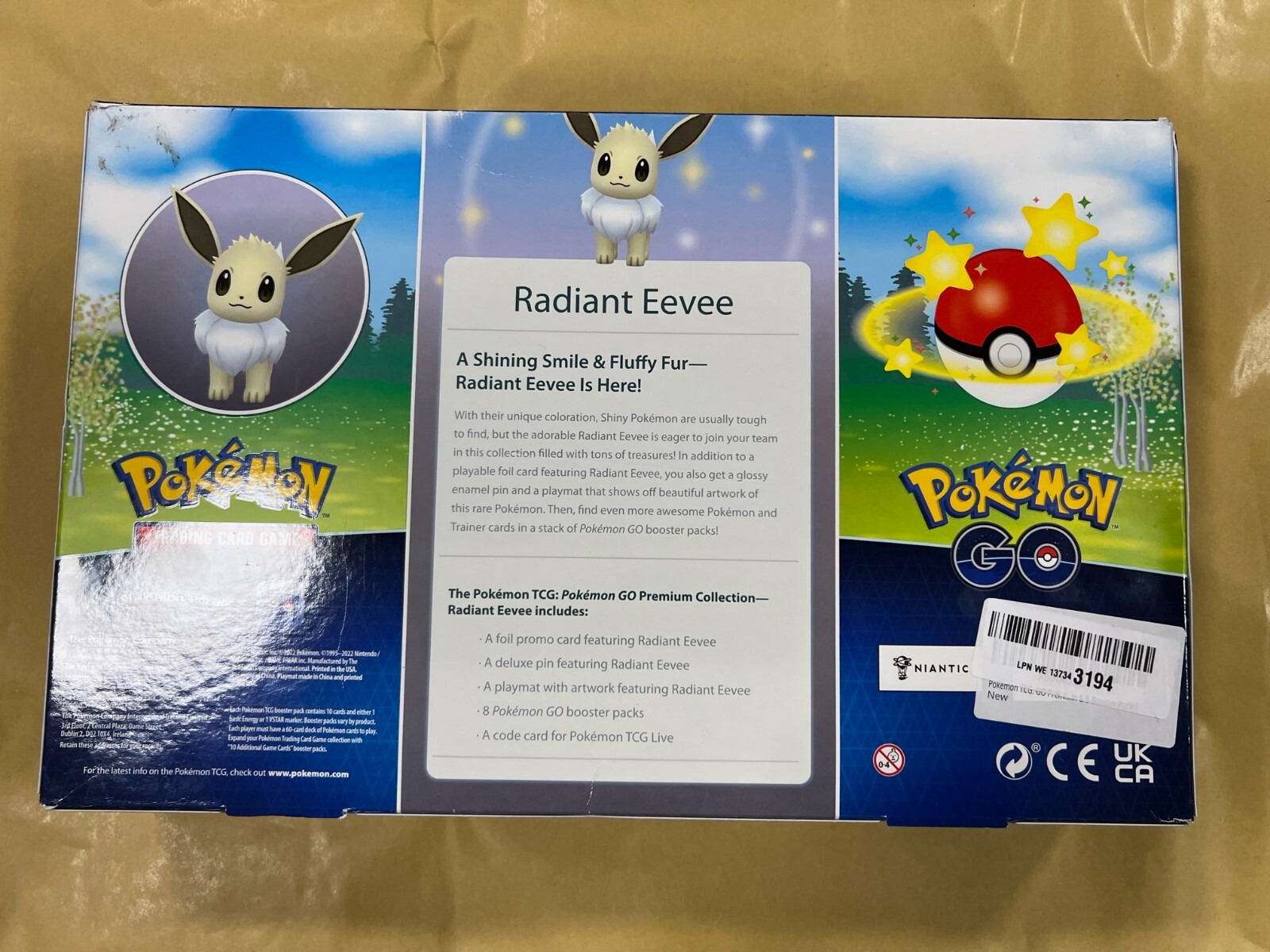 Pokémon TCG: Pokémon GO Premium Collection - Radiant Eevee (8 Packs x ...