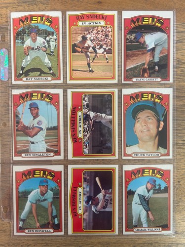 1972 Topps lot of 9 New York Mets Sadecki Sadecki Singleton Taylor ...