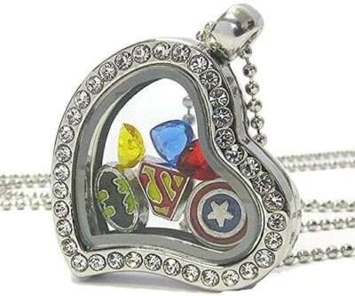 Batman Superman Superhero Oragami Floating Charm Heart Locket Pendant ...