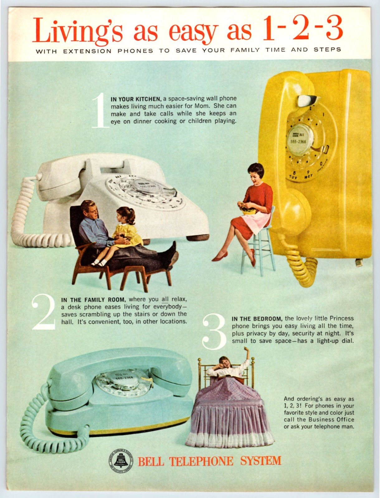 1963 TELEPHONES BY BELL TELEPHONE SYSTEM Vintage 8"X11" Magazine Ad ...