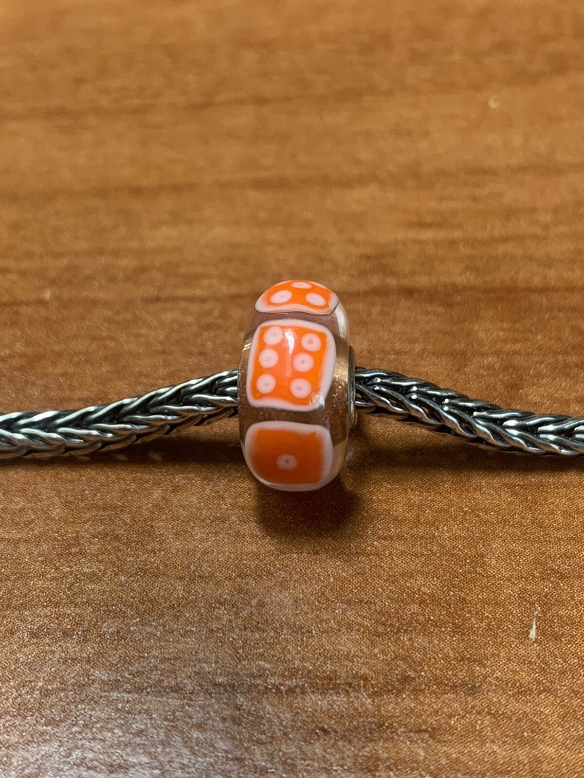 Authentic Trollbeads Orange Dice On Glitter Base Unique Ooak Bead #24 ...