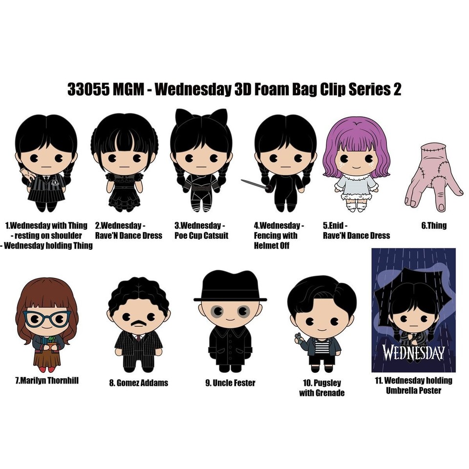 Wednesday NEW * Wednesday and Thing Clip * Blind Bag Series 2 Key ...