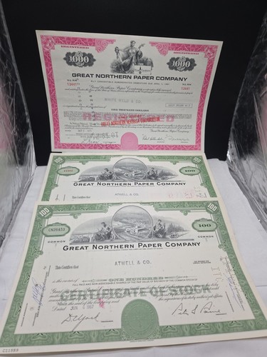 Great Northern Paper Company 3 Original Stock Certificates USA | eBay