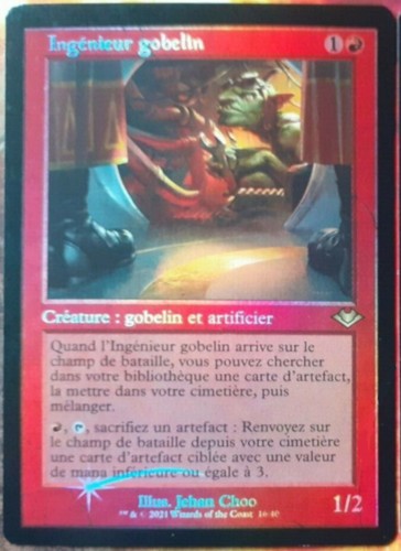 mtg magic goblin engineer FOIL retro frame ETCHED FRENCH vf fr goblin ...