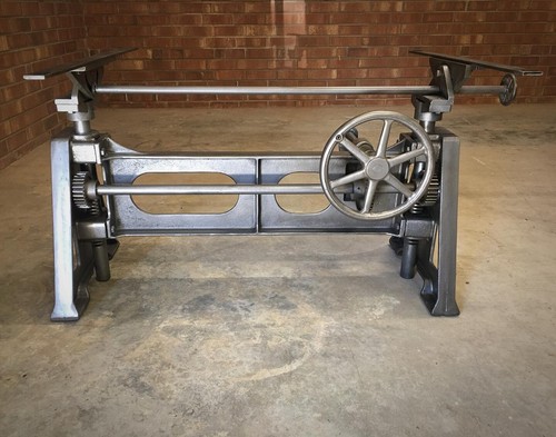 The Oakley Company Cast Iron Crank Table Machine Base Dining Table | eBay