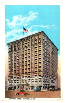 Postcard White Border Mississippi Jackson Edwards Hotel UNP | eBay