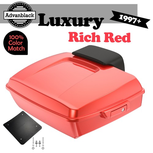 Advanblack Luxury Rich Red Chopped Tour Trunk Pack For 97+ Harley ...
