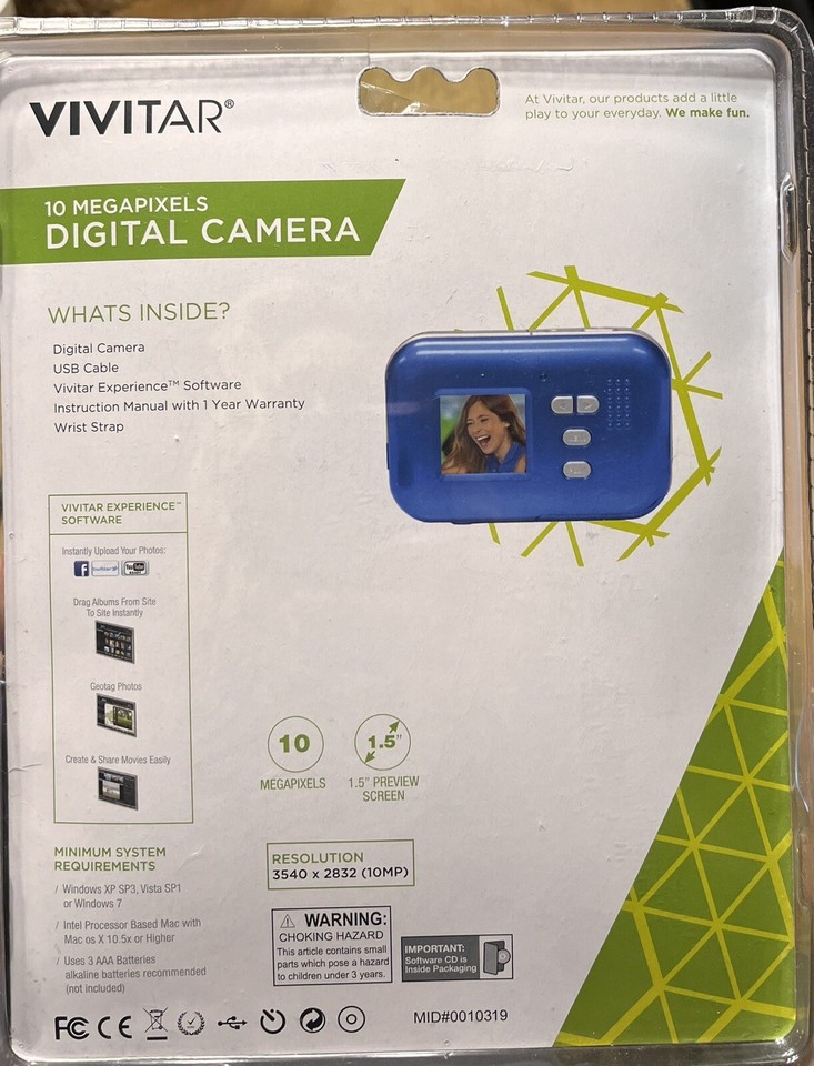 Vivitar Snap A Pic Digital Camera 10 Megapixel W/ Zoom VX054-BLU (Blue ...