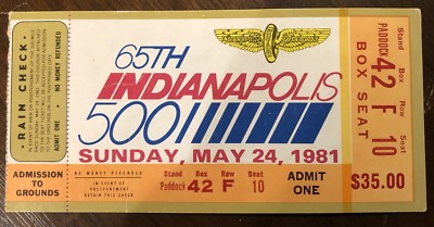 1981 Indianapolis 500 Indy 500 Motor Speedway Race Ticket Stub | eBay