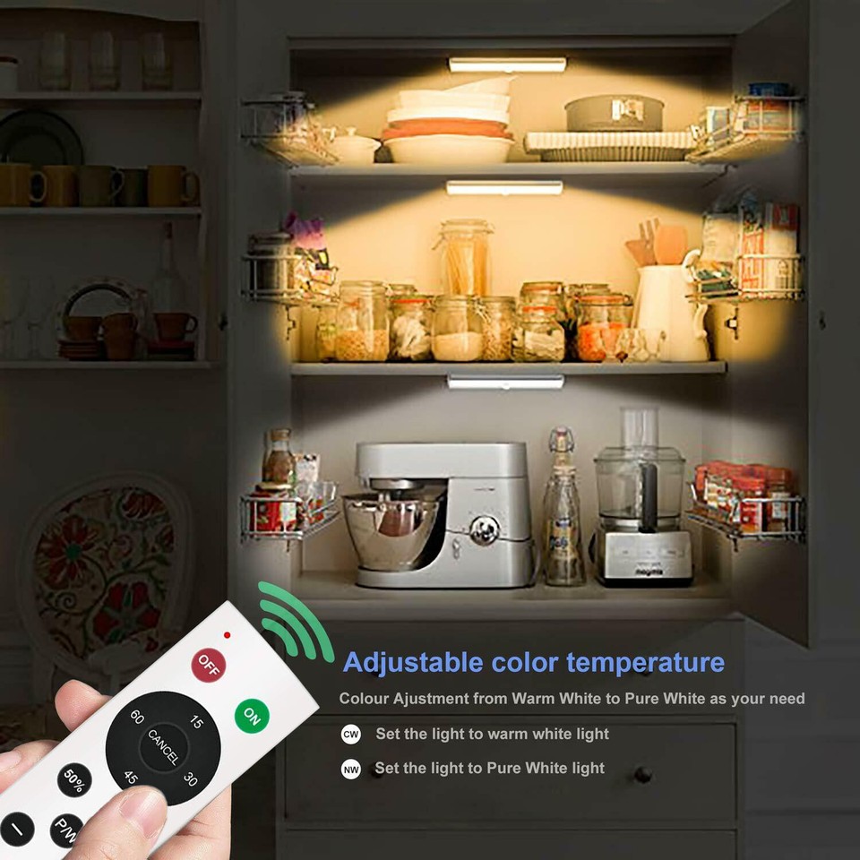 Remote Control LED Lights Under Cabinet Lighting Bar Wireless Portable ...