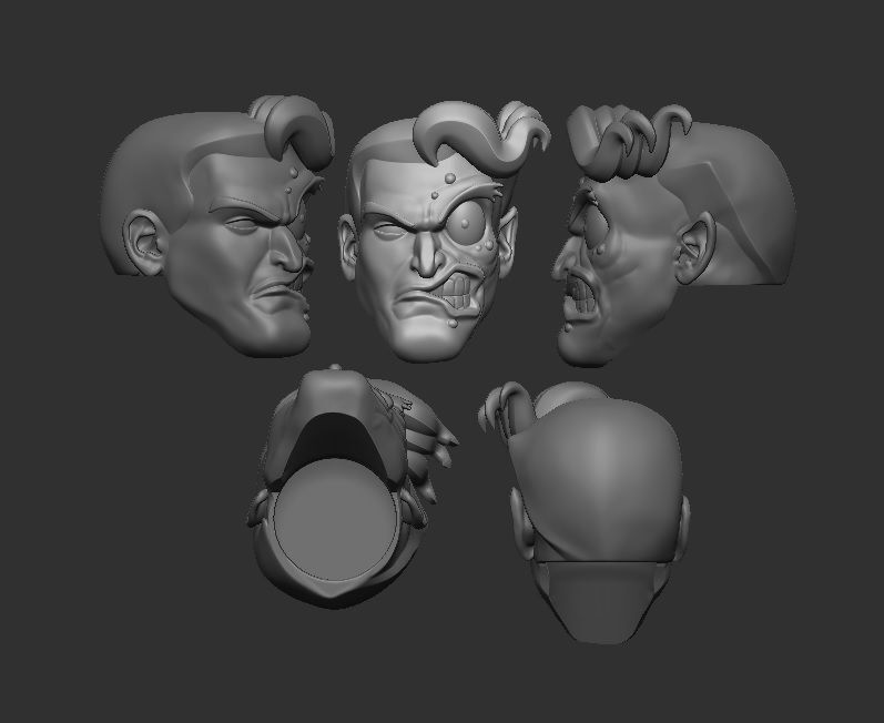 Two-Face Harvey Dent Animated custom head sculpt for 4" 6" 7" 12 ...