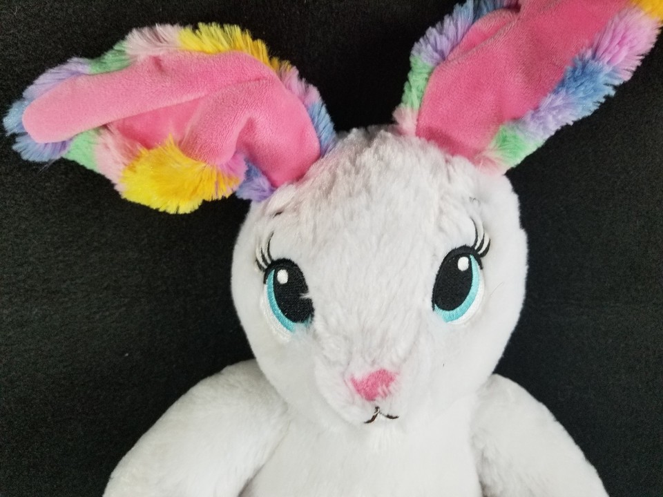 Build A Bear Workshop 16" Sweet Stripes Bunny Rabbit White Rainbow ears ...