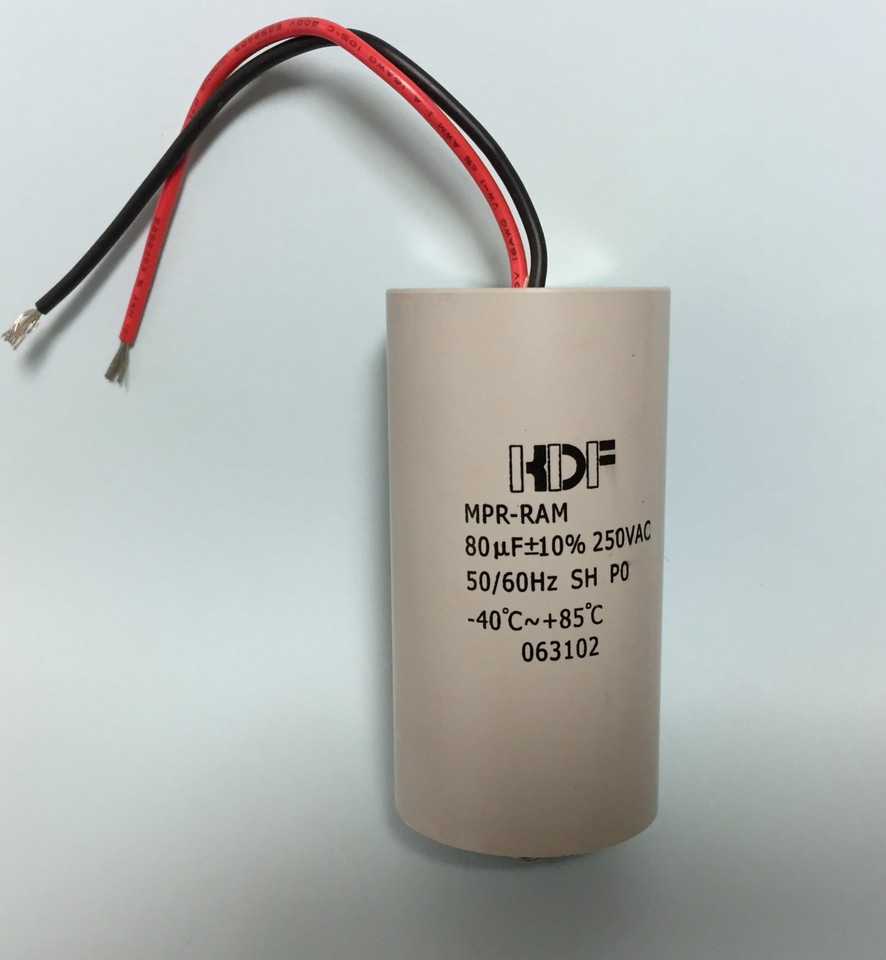 80uF 250VAC Capacitor suits light fluorescent with leads and stud 80mfd ...