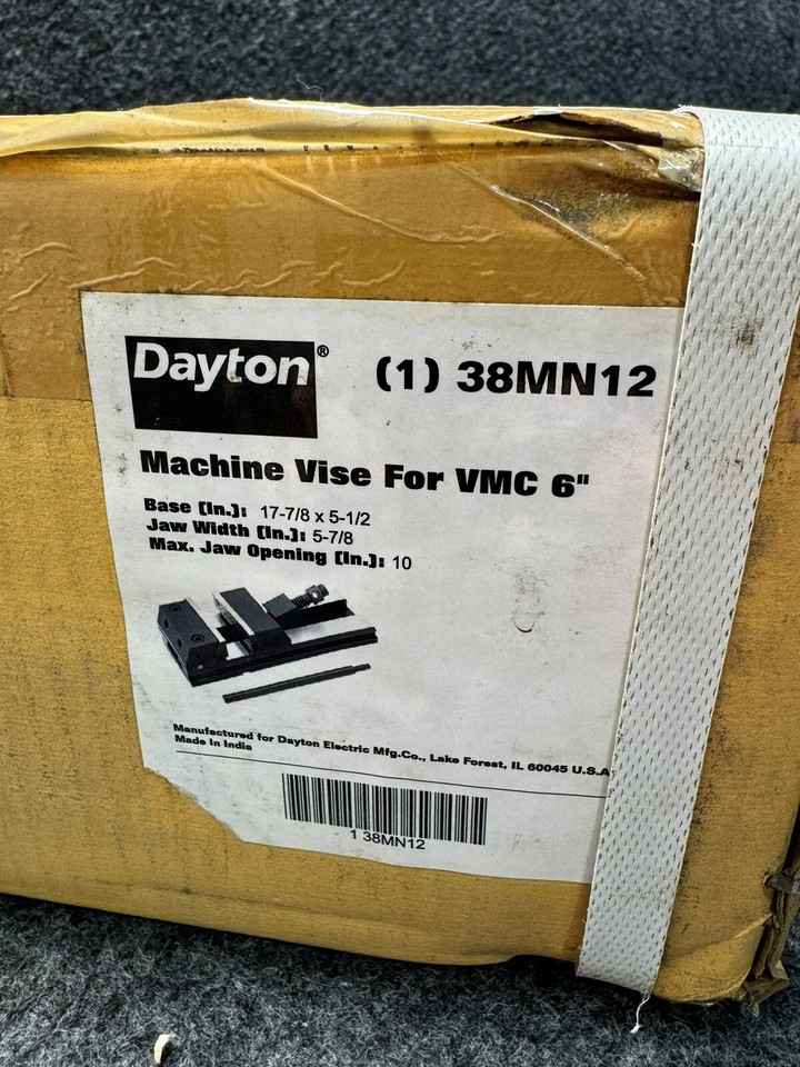 Dayton Machine Vise 5 7/8” Jaw Face 10” Jaw Opening $740 Retail 38MN12 ...