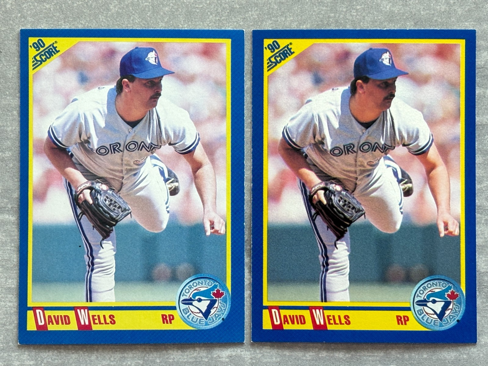 (2) 1990 Score DAVID WELLS "Reverse Negative" Error Correct Baseball ...