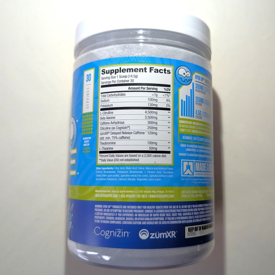 RYSE Loaded Pre Workout Powder Sour Punch Blue Raz 30 Servings Exp 11/ ...