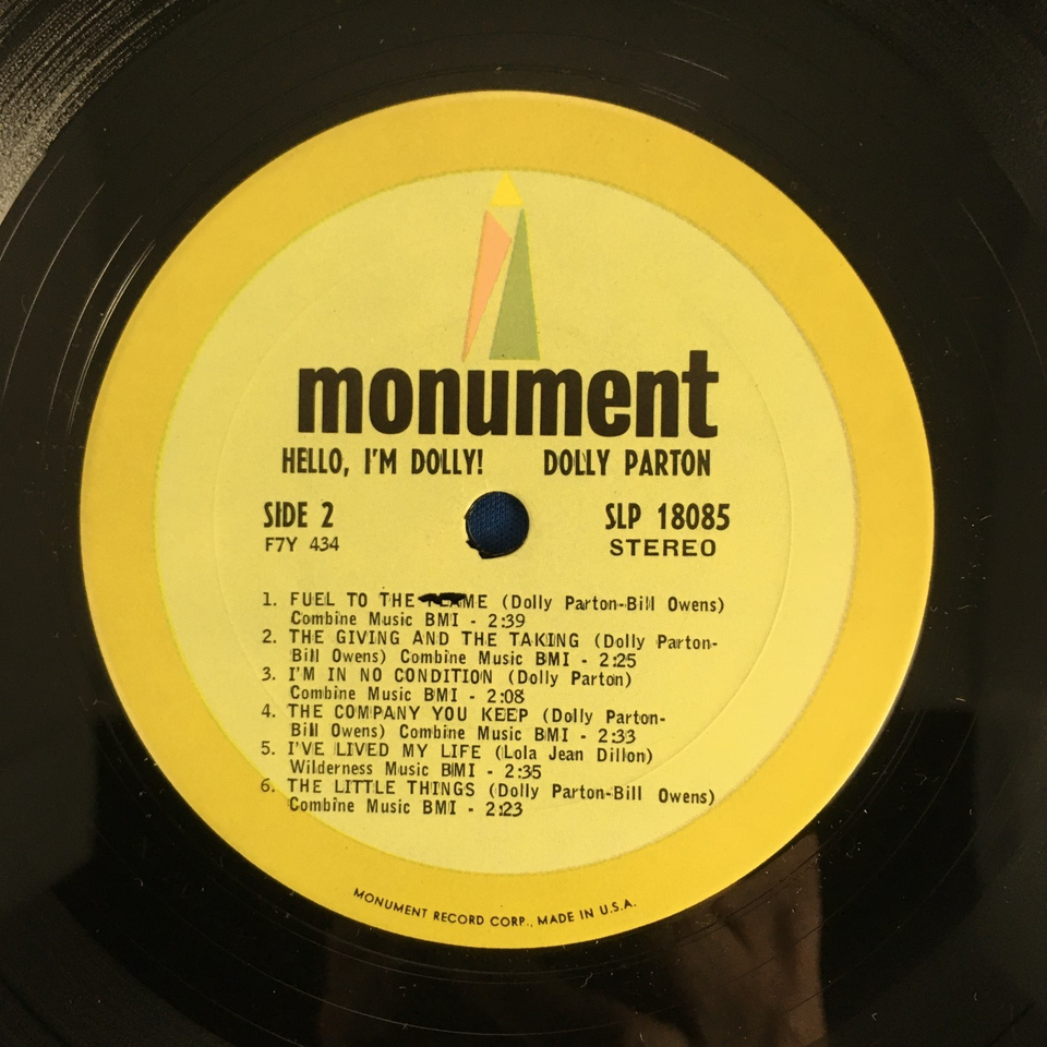 DOLLY PARTON Hello I'm Dolly 1967 vinyl LP VPI CLEANED Monument DUMB ...