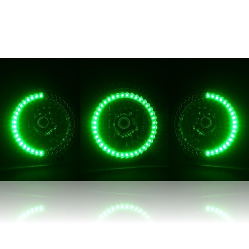 7" Green LED Angel Eye Ring Motorcycle Halo Headlight Blinker Turn ...