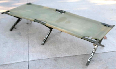 Vtg WWII 1945 Wood Folding Military Issue Canvas Army Field Sleeping ...