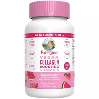 Mary Ruth's Vegan Collagen Boosting Gummies - Watermelon 90 Gummies ...