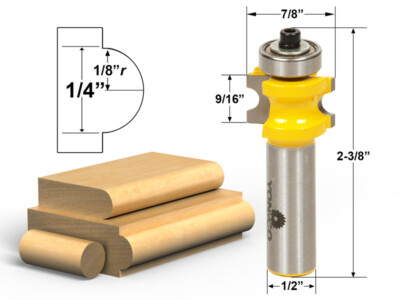 1/8" Radius Bullnose Router Bit - 1/2" Shank - Yonico 13113 | eBay