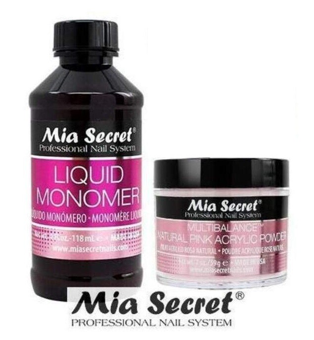 MIA SECRET LIQUID MONOMER 4oz/8oz + ACRYLIC POWDERS 4 COLORS 2oz/4oz ...