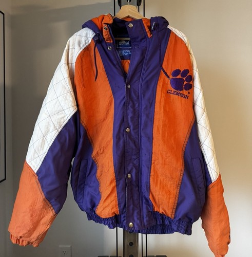 Vintage Clemson Tigers Starter Puffer Jacket With Hood 90s 2XL Orange ...