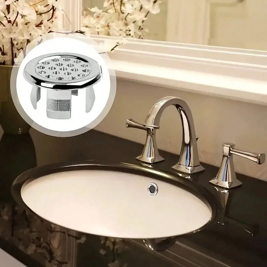 4pcs Chrome Sink Overflow Covers - Round Plastic Inserts for Bathroom ...