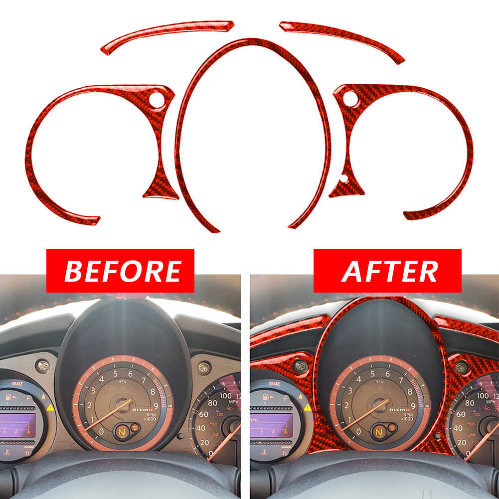 For Nissan 370Z 2009-2020 Red Carbon Fiber Instrument Panel Frame Cover ...