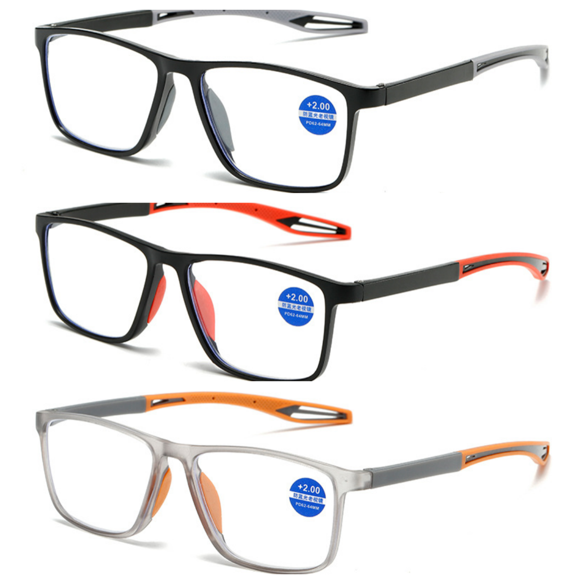 3 Pack TR90 Anti-Blue-Ray Mobile Phone Sports Anti Slip HD Reading ...